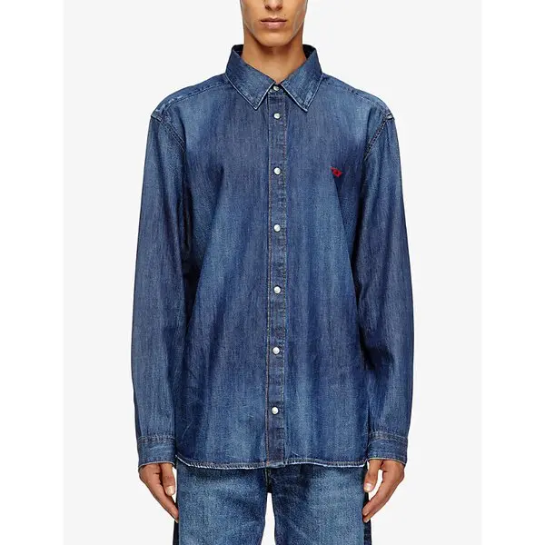 DIESEL® D-simply Logo-embroidered Denim Shirt
