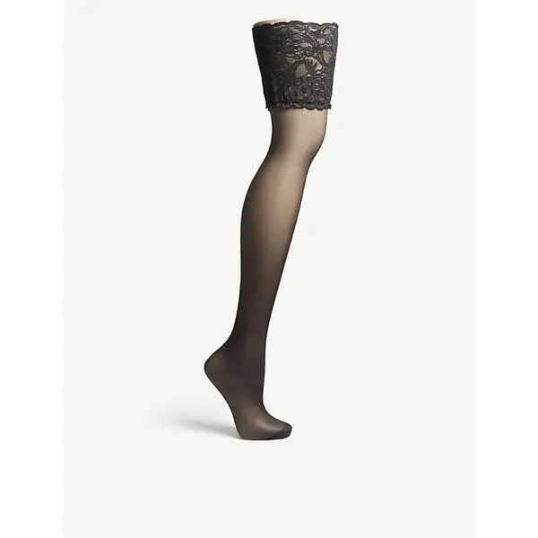 Falke Seidenglatt 15 Stay-ups - 3009 Black