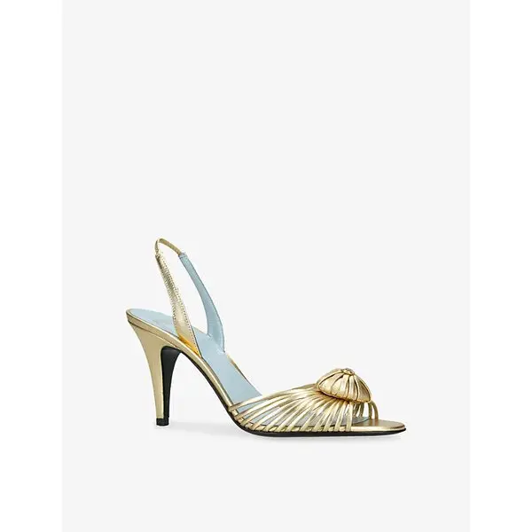 Valentino Garavani Sandal Royal 85 Slingback Leather Heels - Gold