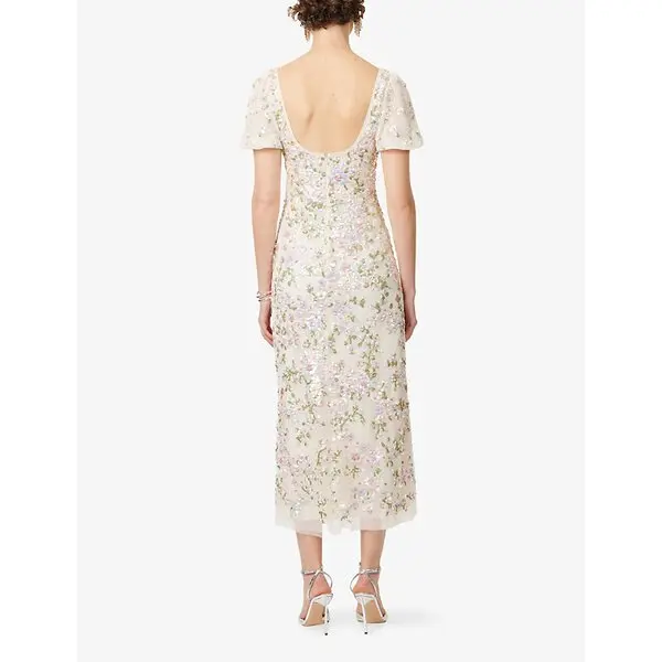 NEEDLE & THREAD Embellished Floral Midi Dress
