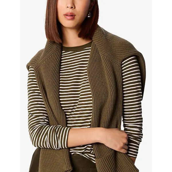 Whistles Stripe-print Cotton-jersey Top