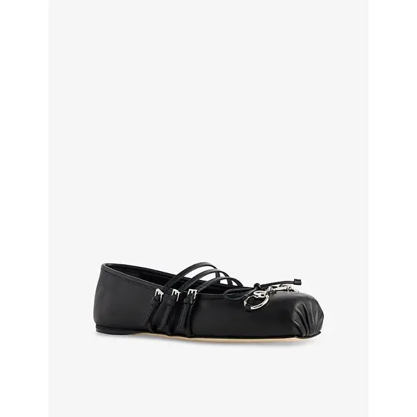 Gucci Horsebit Square-toe Leather Ballerina Pumps