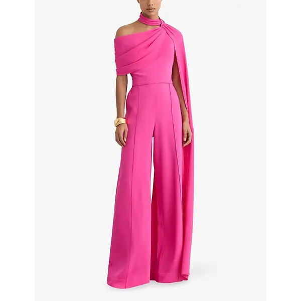 REISS Stretch-woven Jumpsuit With One-shoulder Detail