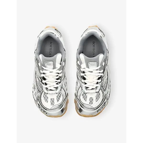 Bottega Veneta Orbit Metallic Woven Low-top Trainers - Silver Com