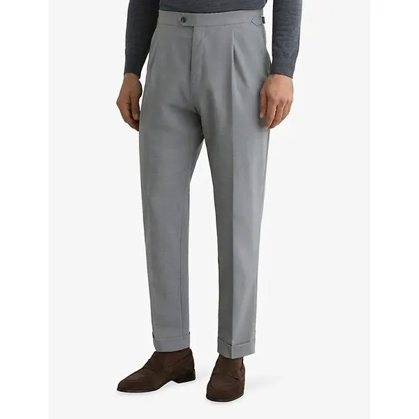 REISS Adjustable Tailored-fit Stretch Wool-blend Trousers