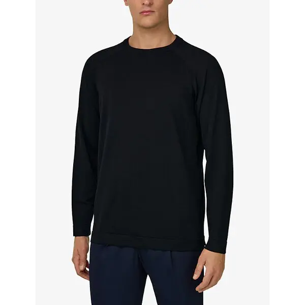 Boggi Milano Crewneck Long-sleeve Jumper In Cotton And Silk-blend - Black
