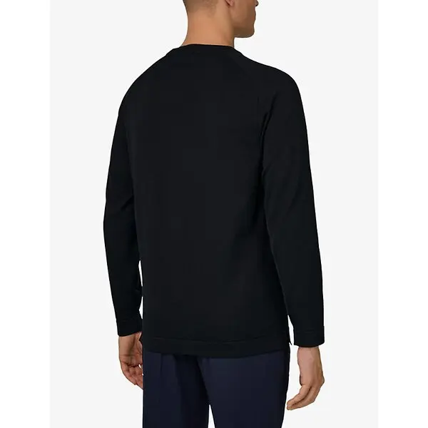 Boggi Milano Crewneck Long-sleeve Jumper In Cotton And Silk-blend - Black