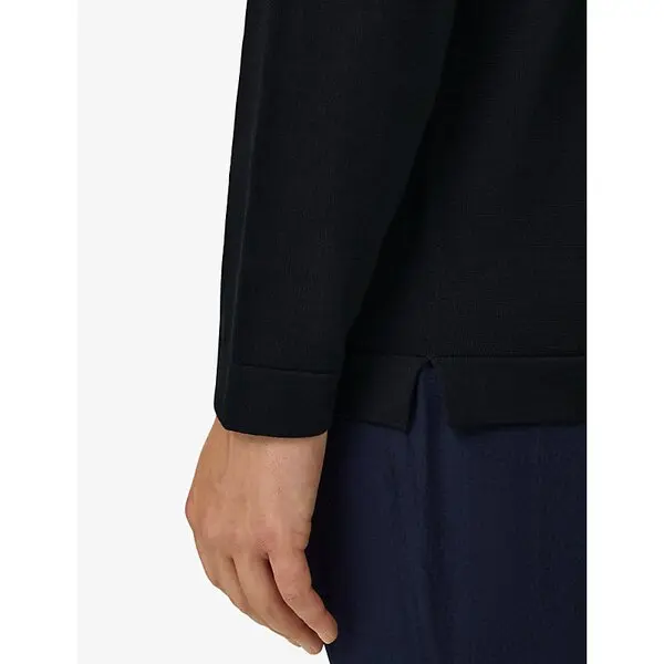 Boggi Milano Crewneck Long-sleeve Jumper In Cotton And Silk-blend - Black