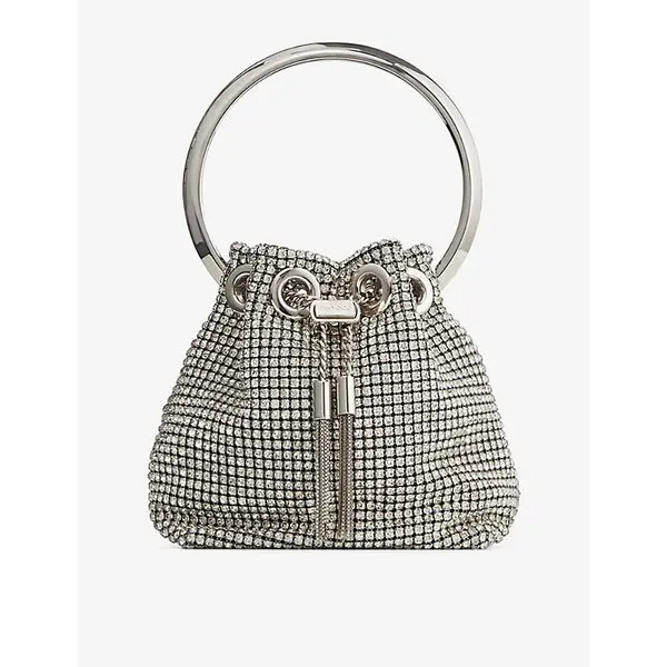 JIMMY CHOO Bon Bon Micro Crystal-embellished Top-handle Bag