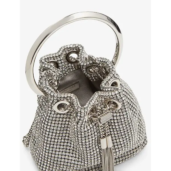 JIMMY CHOO Bon Bon Micro Crystal-embellished Top-handle Bag