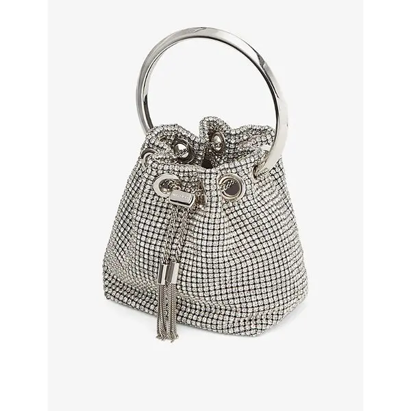 JIMMY CHOO Bon Bon Micro Crystal-embellished Top-handle Bag
