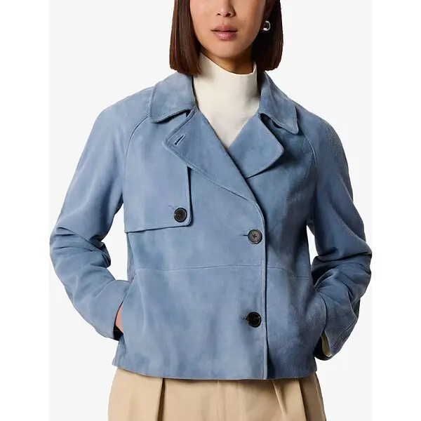 Whistles Double Breasted Suede Trench Jacket