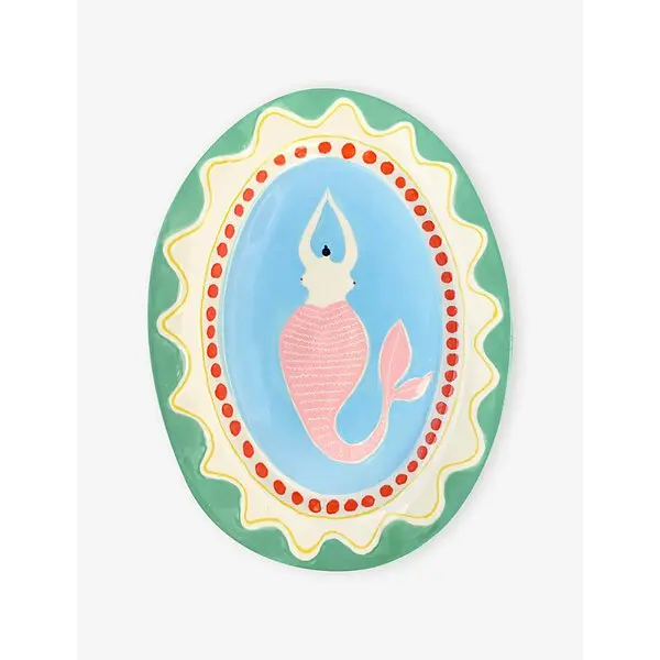 LAETITIA ROUGET Mermaid Large Oval Stoneware Platter - Multi