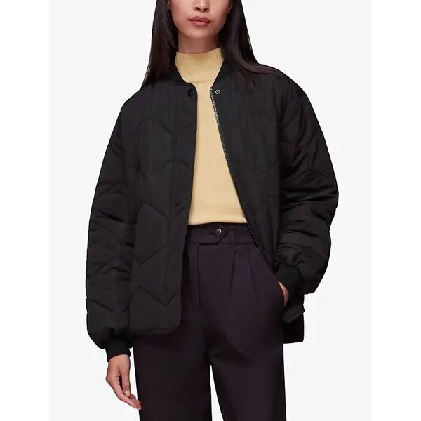 Whistles Diamond-quilted Polyester Coat - Black