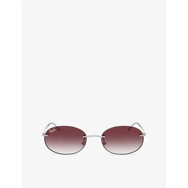 Ray-ban Oval-frame Metal Sunglasses - Silver