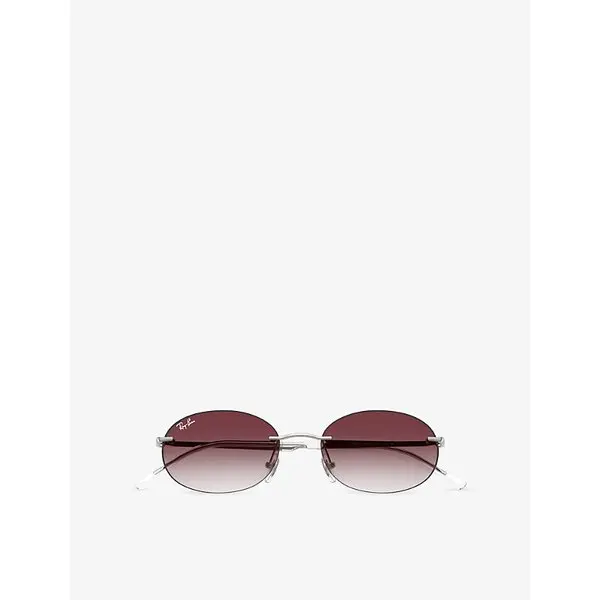 Ray-ban Rb3767 Oval-frame Metal Sunglasses - Silver