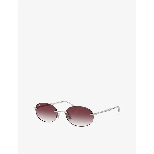 Ray-ban Rb3767 Oval-frame Metal Sunglasses - Silver