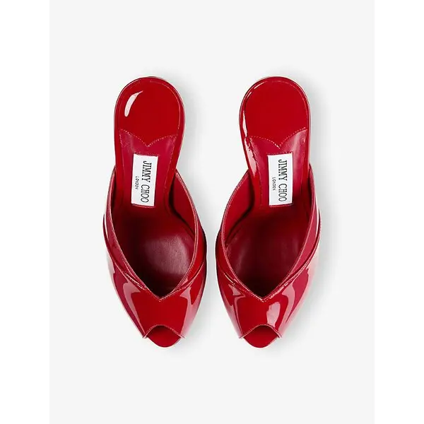JIMMY CHOO Brigitte 100 Patent Leather Mules - Ruby Red