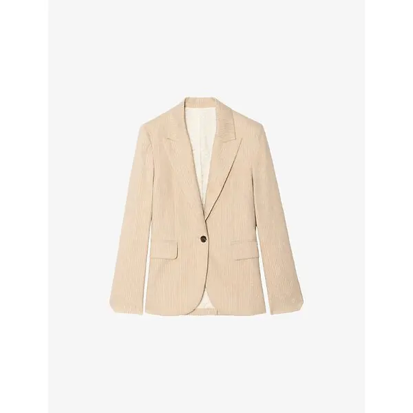 Zadig&Voltaire Vavy Striped Cotton And Linen-blend Blazer - Cookie