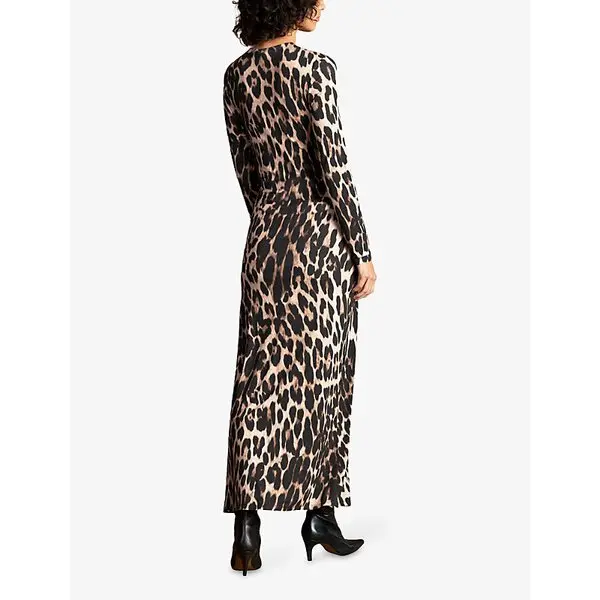 RO&ZO Leopard-print Stretch-jersey Midi Dress