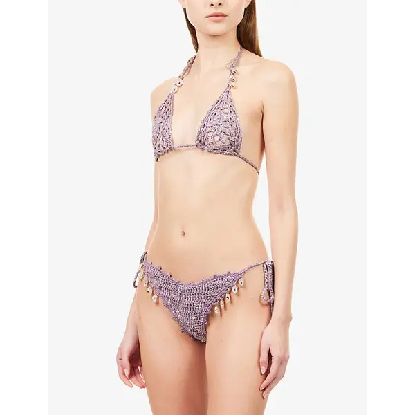 JADED LONDON Crystal Embellished Crochet Bikini Top