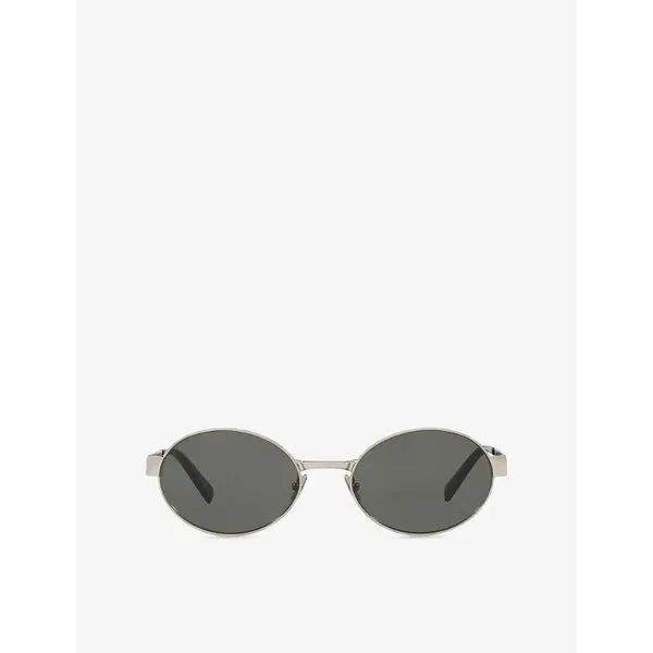 Saint Laurent Sl692 Oval-frame Metal Sunglasses - Silver