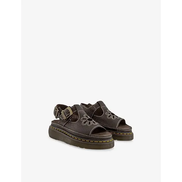 Dr. Martens Dunnet Flower Leather Sandals - Brown