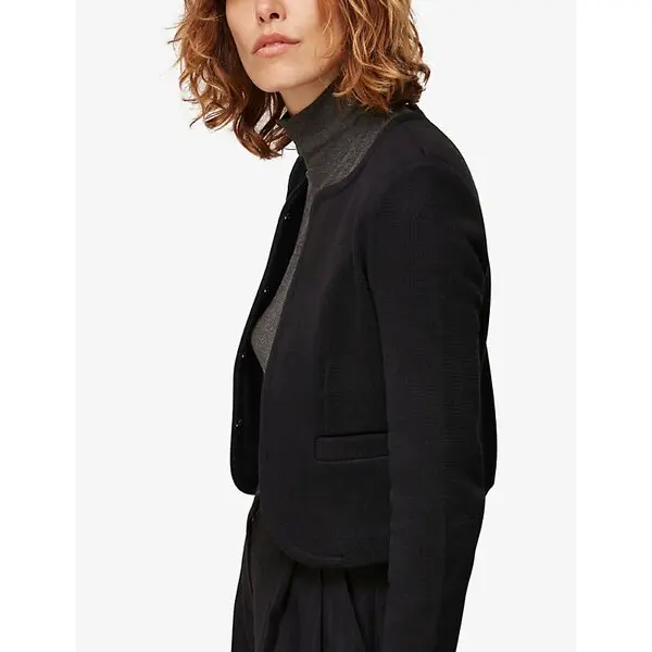 Whistles Collarless Cropped Cotton-jersey Jacket