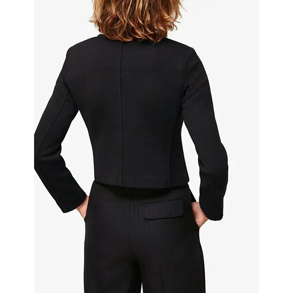 Whistles Collarless Cropped Cotton-jersey Jacket