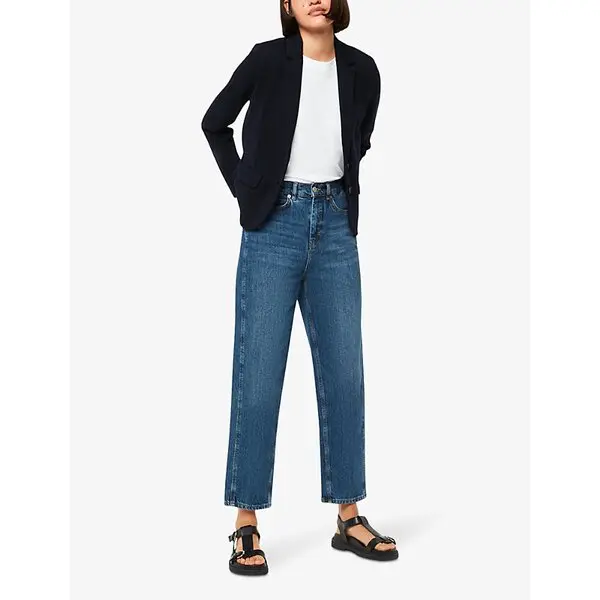 Whistles Slim-fit Single-breasted Cotton-jersey Jacket