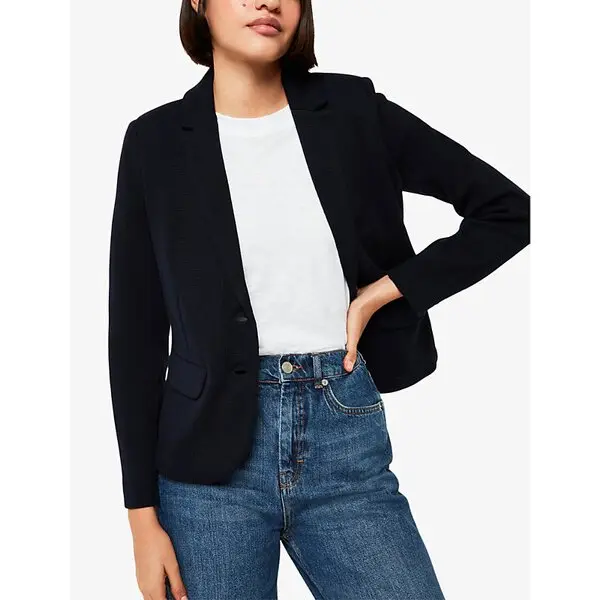 Whistles Slim-fit Single-breasted Cotton-jersey Jacket