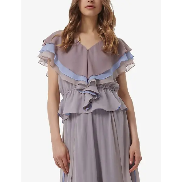 LEEM Ruffle Trim Woven Top