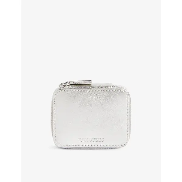 Whistles Lotta Mini Logo-embossed Metallic-leather Box - Silver