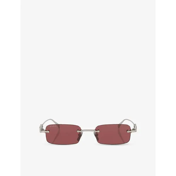 Gucci Rectangle-frame Metal Sunglasses - Silver
