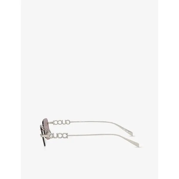 Gucci Rectangle-frame Metal Sunglasses - Silver