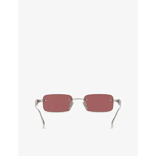 Gucci Rectangle-frame Metal Sunglasses - Silver