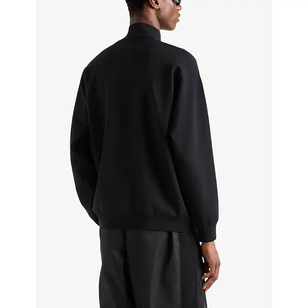 Prada Wool Knitted Cardigan With Triangle Logo