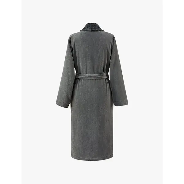 BOSS Double B Shawl-lapel Cotton Bathrobe - Charcoal