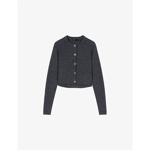 Maje Ribbed Wool Cardigan With Lettered Buttons
