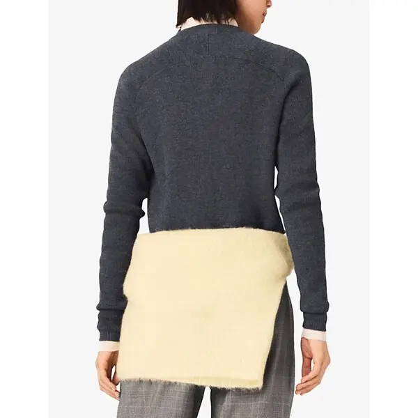 Maje Ribbed Wool Cardigan With Lettered Buttons