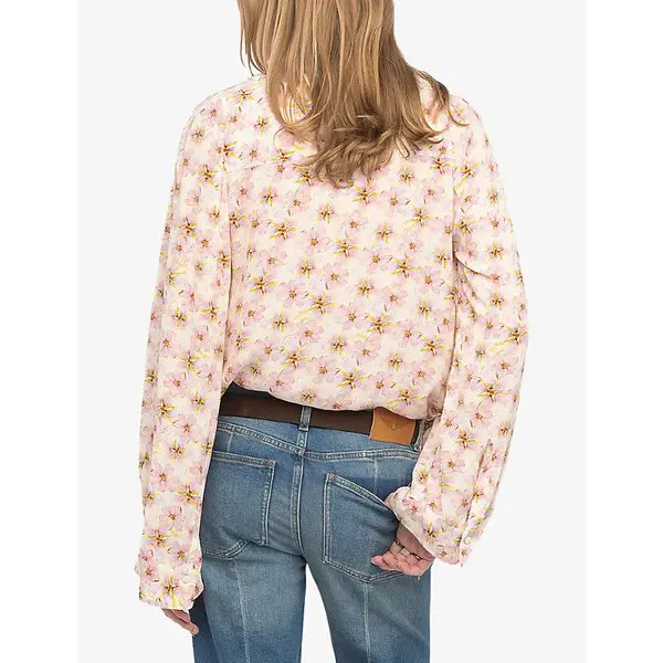 Zadig&Voltaire Torny V-neck Floral-print Woven Blouse - Pear