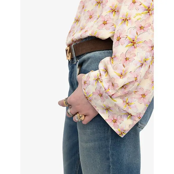 Zadig&Voltaire Torny V-neck Floral-print Woven Blouse - Pear