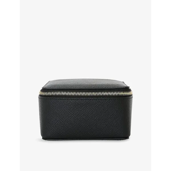 Smythson Panama Large Leather Trinket Case - Black