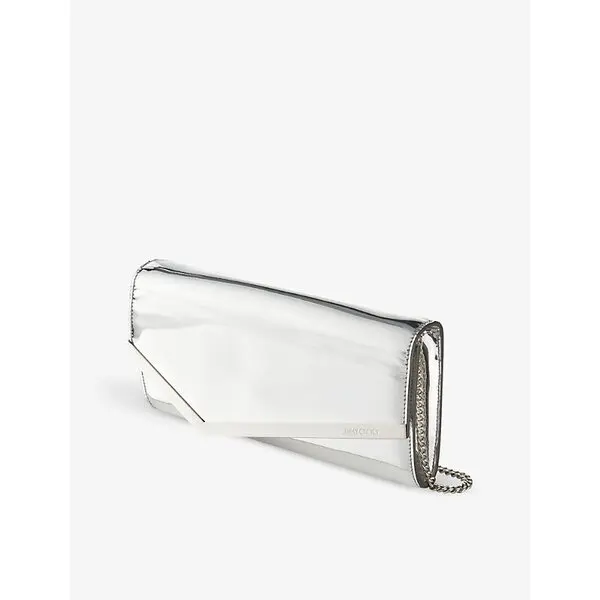 JIMMY CHOO Emmie Mirrored-fabric Clutch - Silver