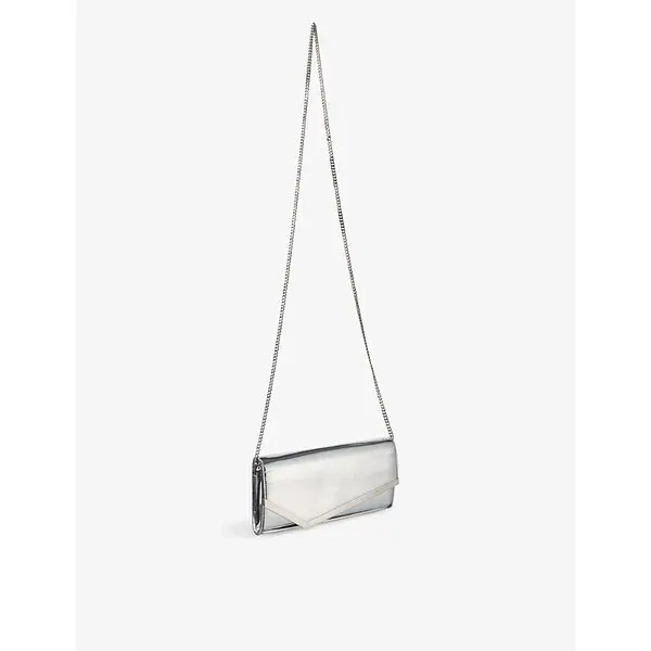 JIMMY CHOO Emmie Mirrored-fabric Clutch - Silver
