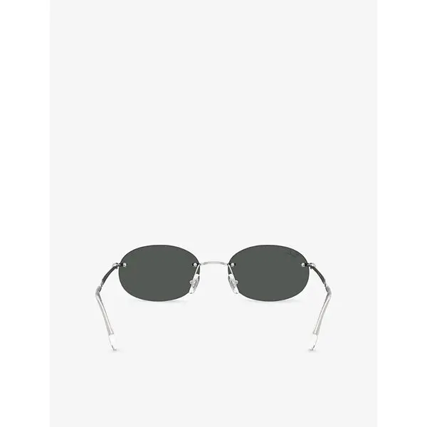 Ray-ban Rb3767 Oval-frame Metal Sunglasses - Silver