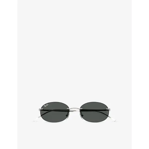 Ray-ban Rb3767 Oval-frame Metal Sunglasses - Silver