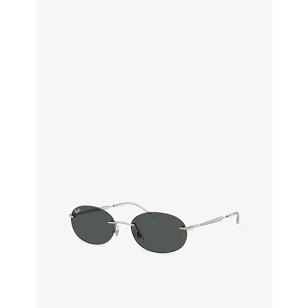 Ray-ban Rb3767 Oval-frame Metal Sunglasses - Silver