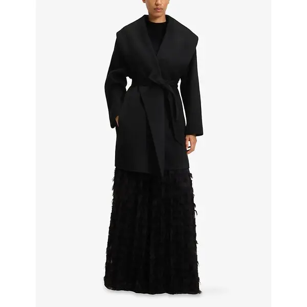 BOSS Relaxed-fit Belted Wool-blend Coat