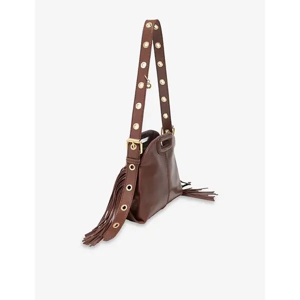 Maje Miss M Mini Leather Shoulder Bag - Brown
